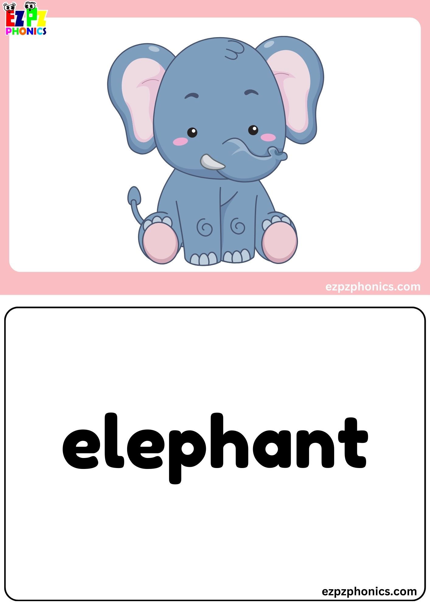 Letter E Free Kindergarten Phonics Alphabet Letter Sounds Flashcards. Words on the Back ...